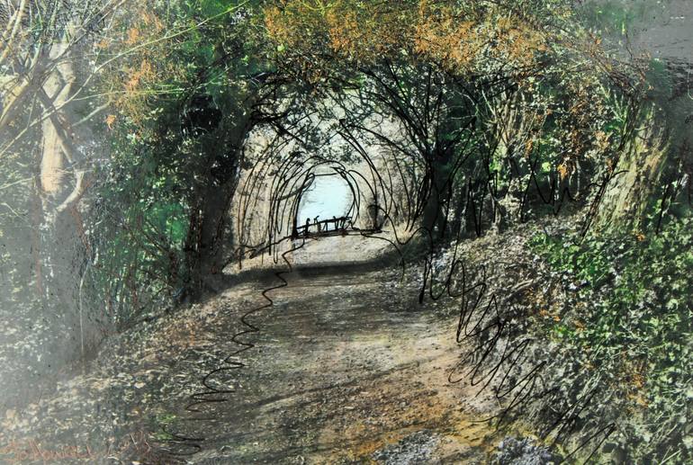 Tree tunnel painted photograph Photography by Jo Howell | Saatchi Art