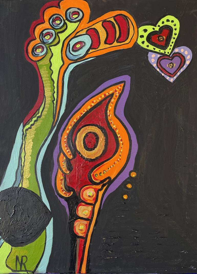 Psychedelic Birdland Painting by Nola Roeper | Saatchi Art