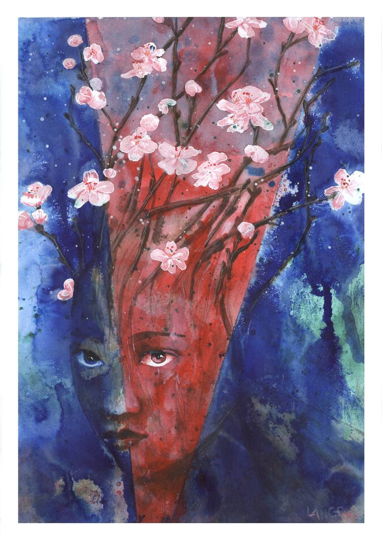 Sakura Dryad Painting by Jennifer S Lange | Saatchi Art