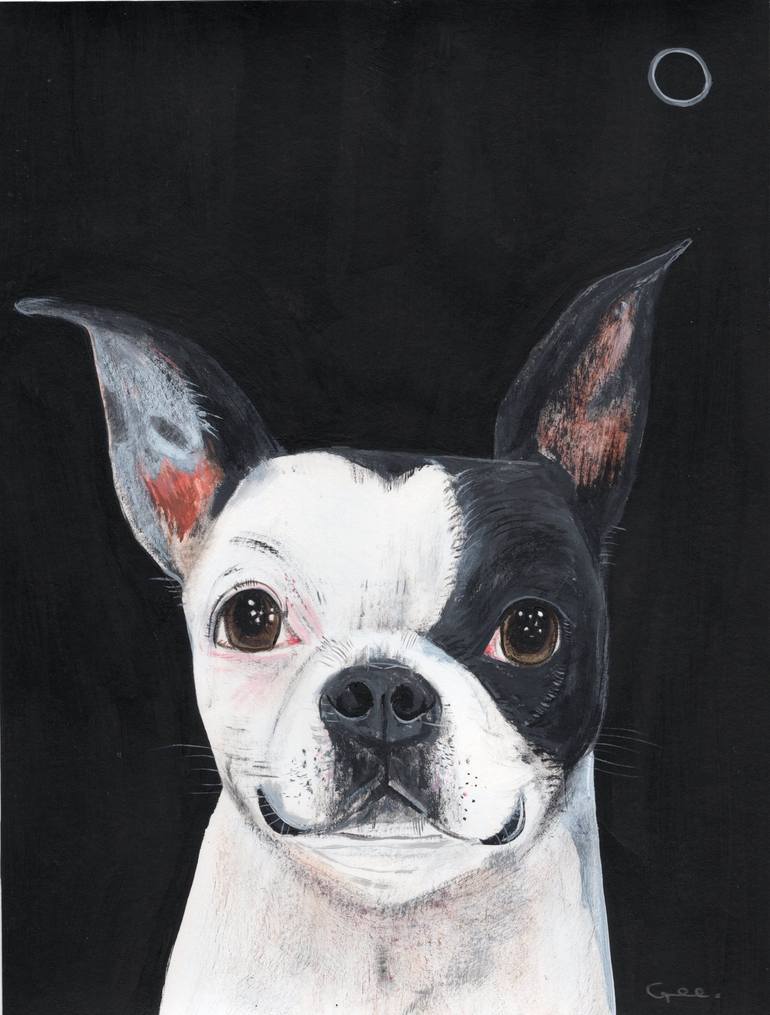 Dog at night Painting by Christopher Gee | Saatchi Art