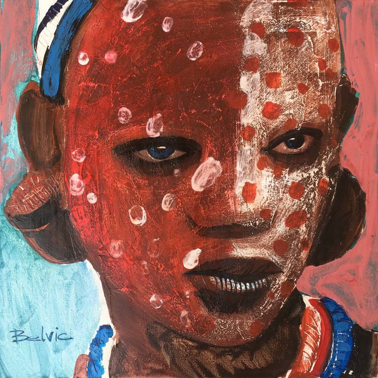 Surma warrior Painting by Victoria Belvic | Saatchi Art
