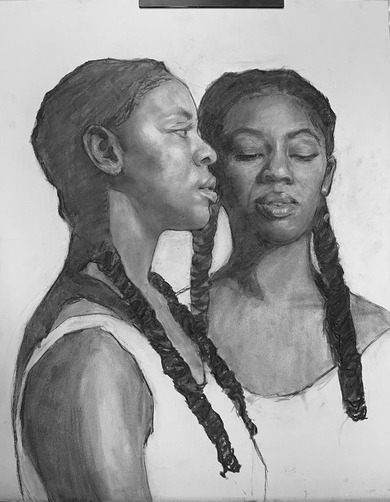 Chyna Double Portrait Drawing Drawing by Gary Klein | Saatchi Art