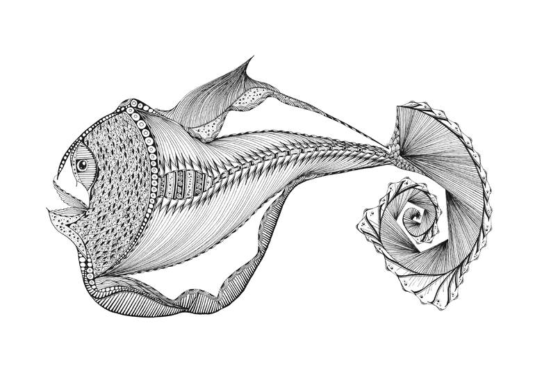The neolithic fish Drawing by Joao David | Saatchi Art