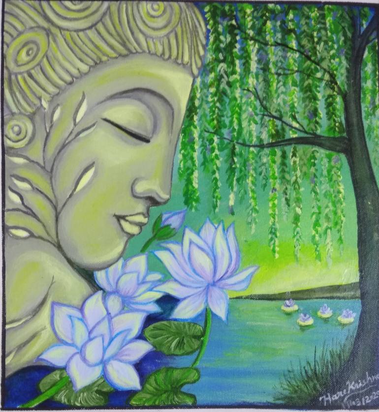 Buddha in peace Painting by Pratibha Jadhav | Saatchi Art
