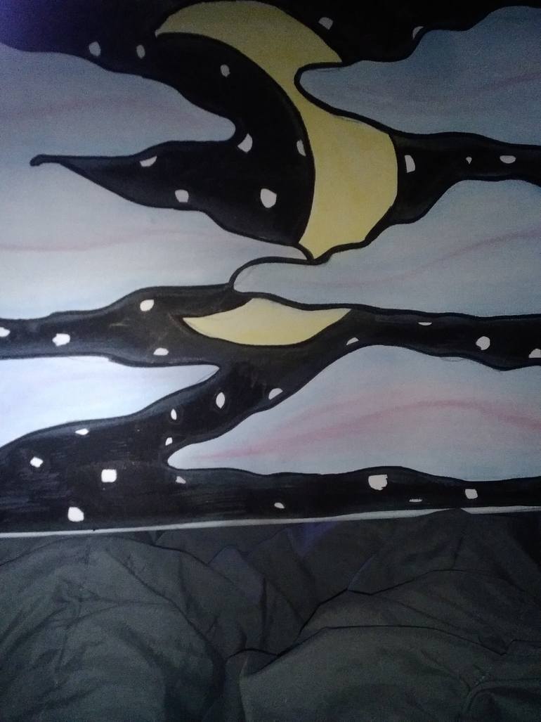 The moon night sky Drawing by Alicia Corbitt | Saatchi Art