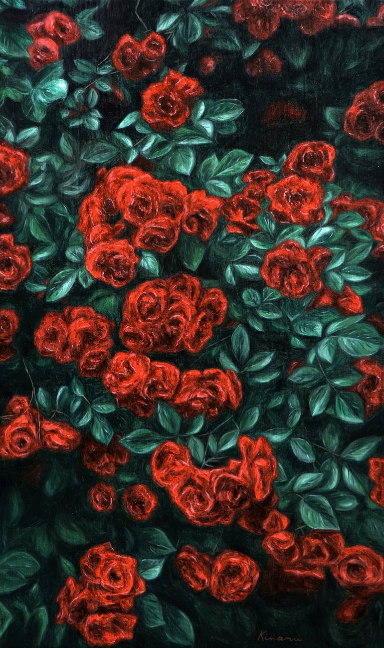 Red Roses Painting by Natasha Kinaru | Saatchi Art