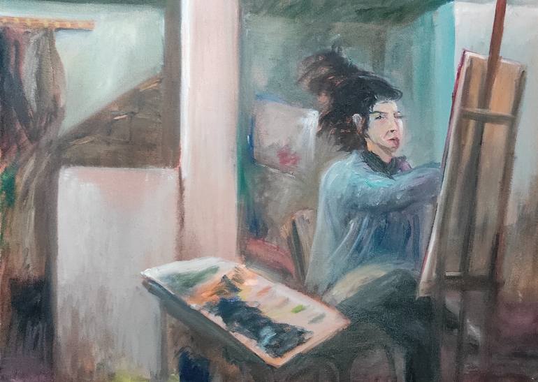 Maria Pastra the painter Painting by Dimitrios Chrysafidis | Saatchi Art