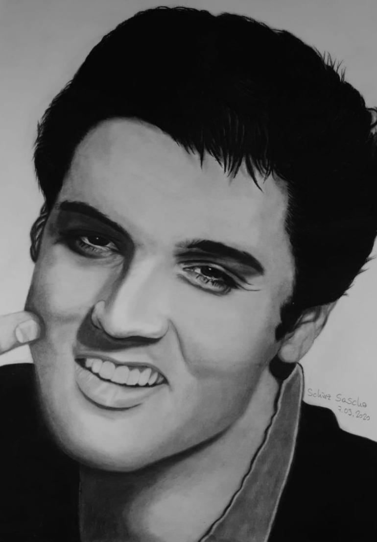Drawing & Illustration PRINT Elvis Drawing Pastel etna.com.pe