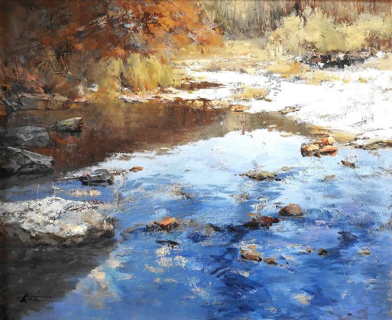 brook landscape china artist oil painting byen Painting by Byen Genw ...