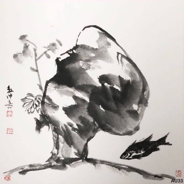 AU33 Happy - Original Asian Art Ink Painting On The Rice Paper Painting ...
