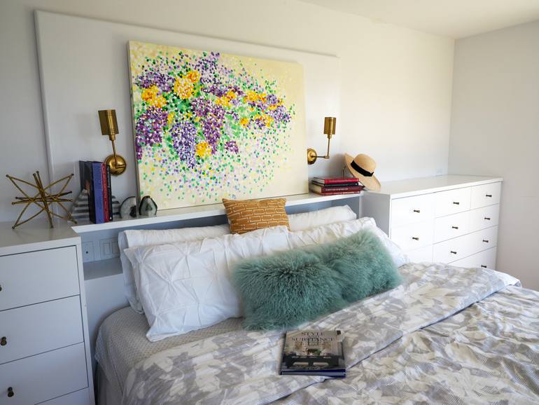 Lilacs and Yellow Flowers Painting by Maria Karpenko | Saatchi Art