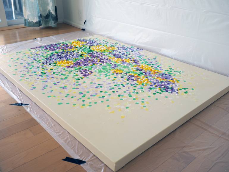 Lilacs and Yellow Flowers Painting by Maria Karpenko | Saatchi Art