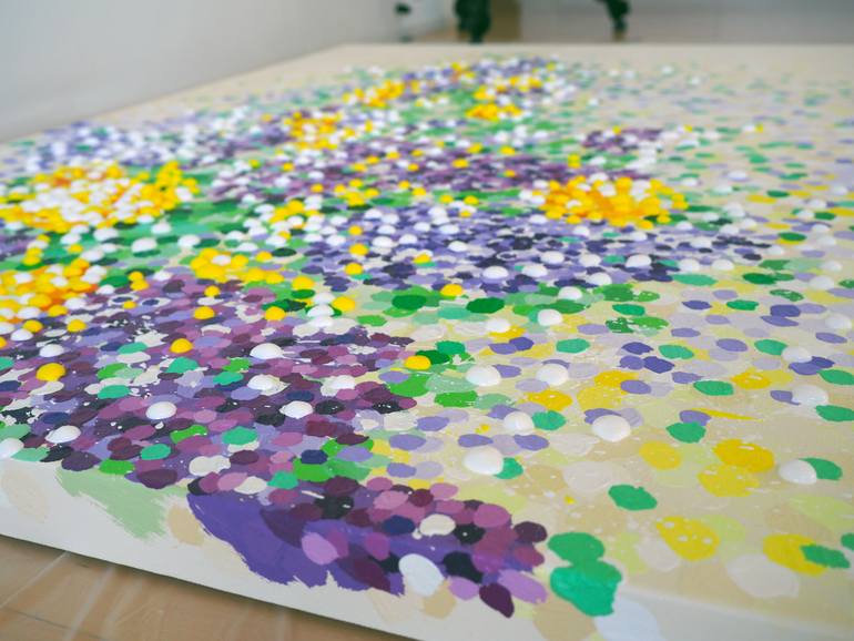 Lilacs and Yellow Flowers Painting by Maria Karpenko | Saatchi Art