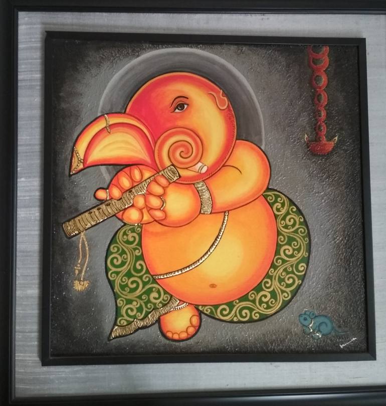 Circular Ganesh Painting by Meera Mohan | Saatchi Art