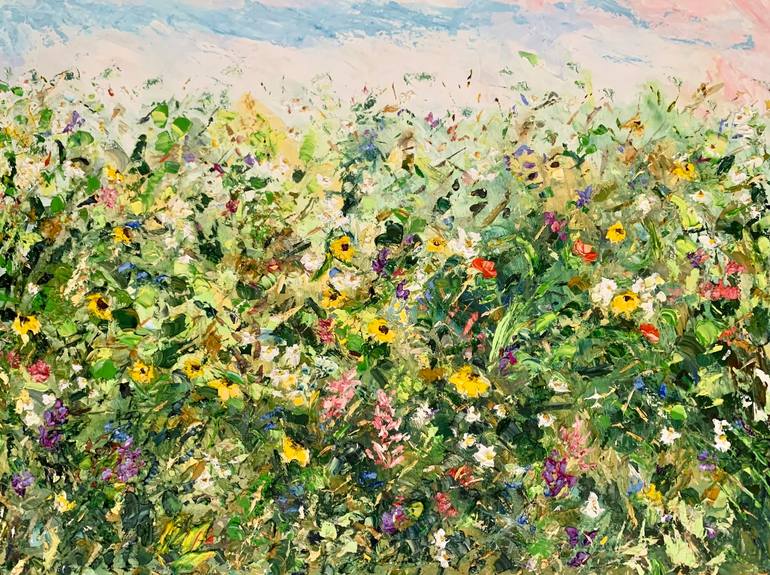 Abstract Flower Field Oil Painting On Canvas Floral Wall Art Painting ...