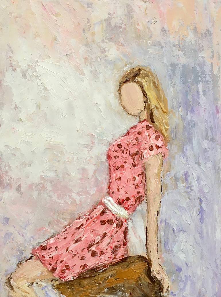 Faceless Woman In Dress Oil Painting On Canvas Board Figure Art ...