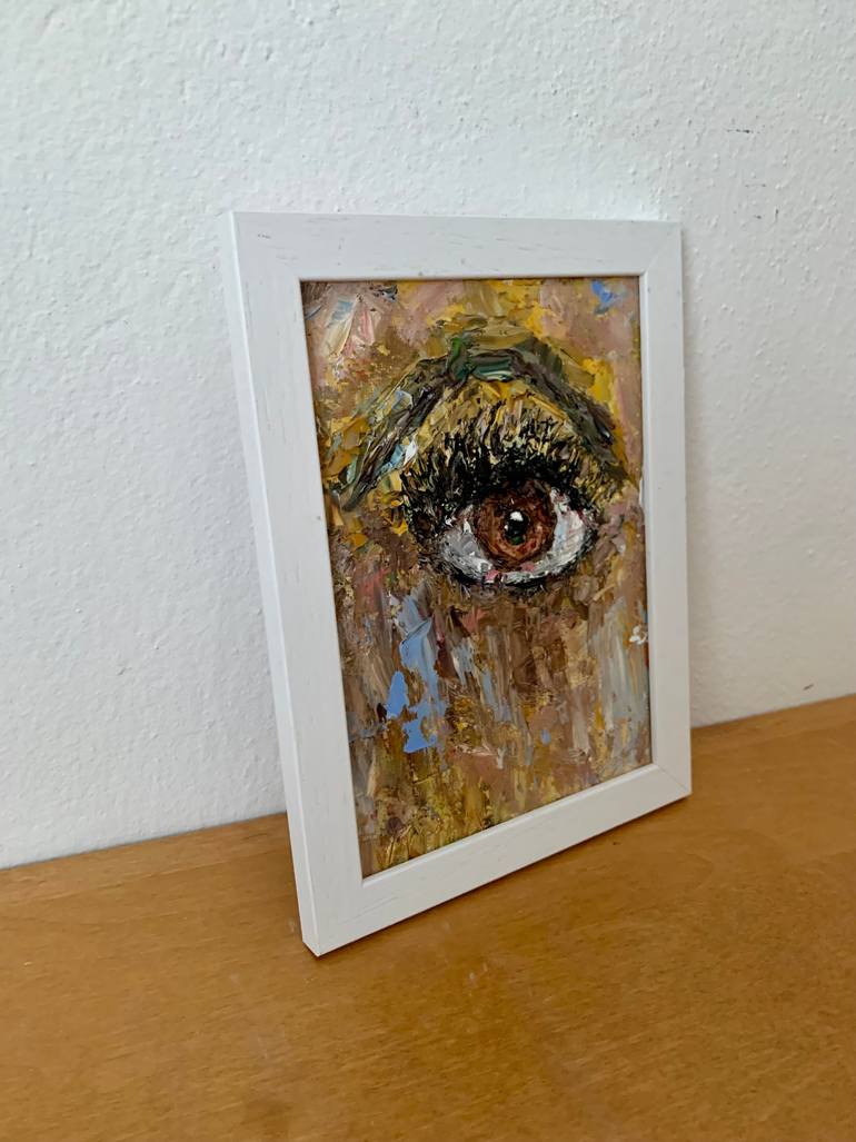 Brown Eye Portrait Impasto Oil Painting On Canvas Board Painting by ...