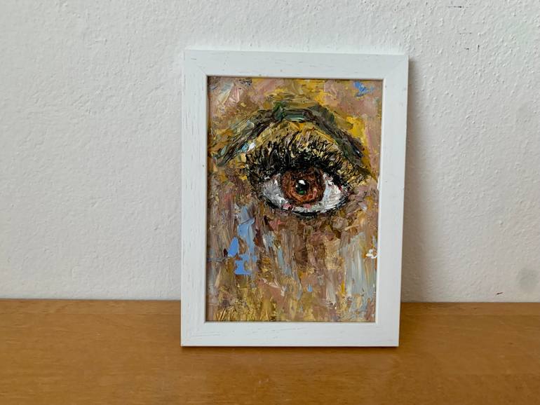 Brown Eye Portrait Impasto Oil Painting On Canvas Board Painting by ...