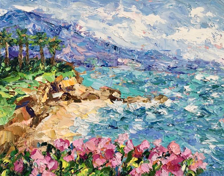 California Laguna Beach Impasto Oil Painting On Canvas Original Signed ...