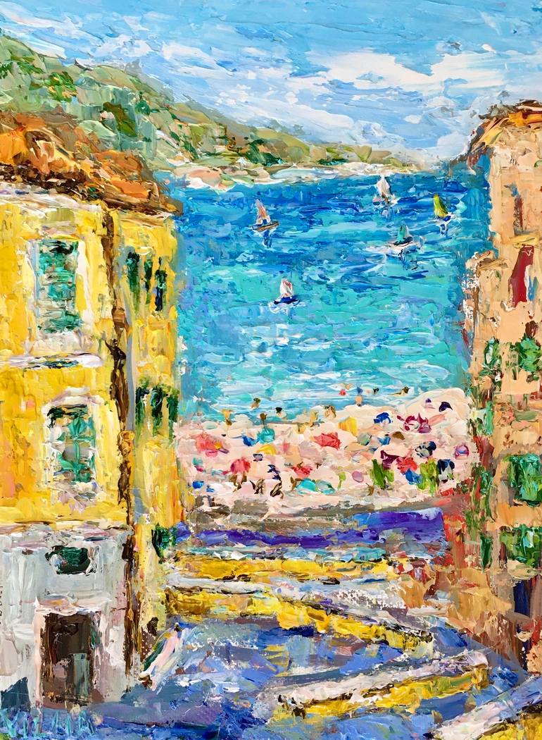 Menton French Riviera Oil Painting On Canvas Board France Artwork ...