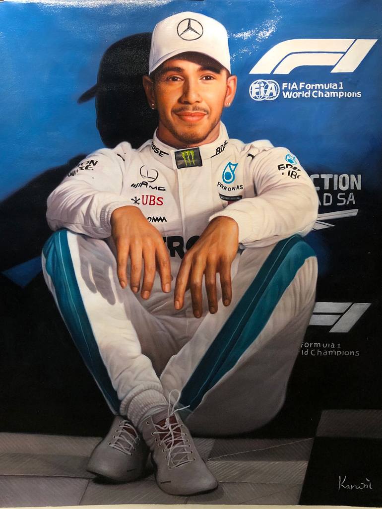 Lewis Hamilton Painting by Karwai Chan | Saatchi Art