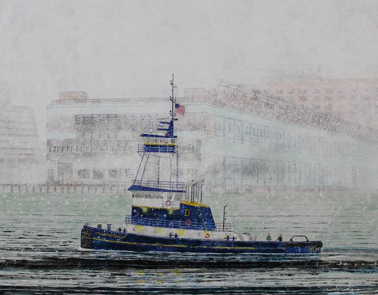 Atlantic Coast and Pier 57 Painting by Tim Malcolm Hughes | Saatchi Art