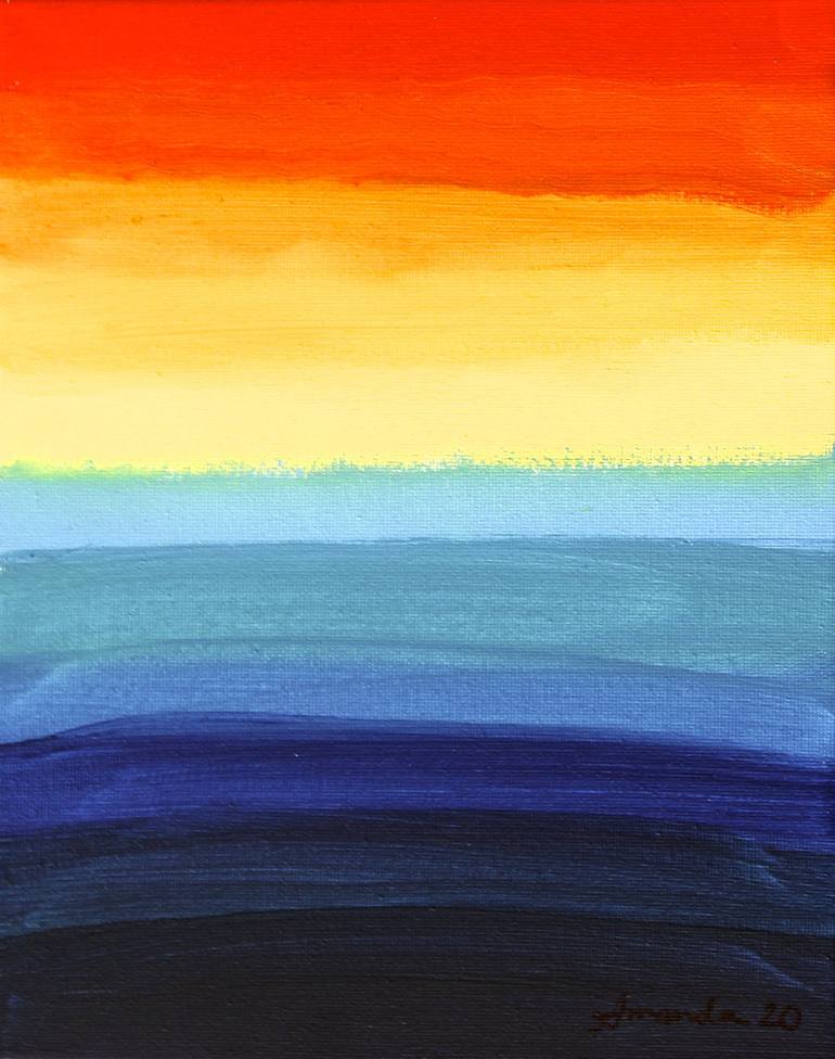 the sky set the sea on fire Painting by Amanda Quach | Saatchi Art
