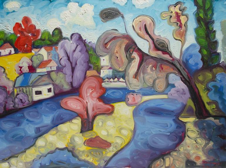 Landscape river 333 Painting by Boris Subotic | Saatchi Art