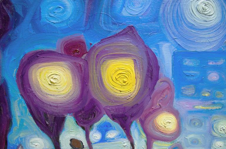 Night city lights Painting by Boris Subotic | Saatchi Art