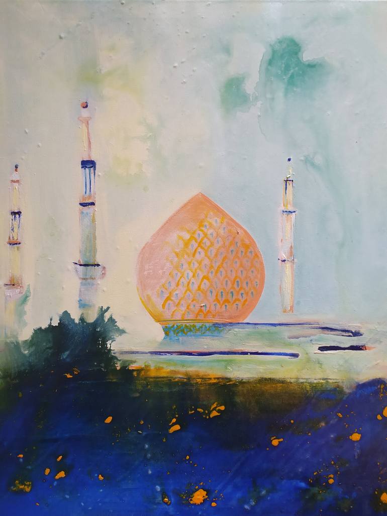 Kuwait International Airport Mosque Painting by Misbah Kanwal | Saatchi Art