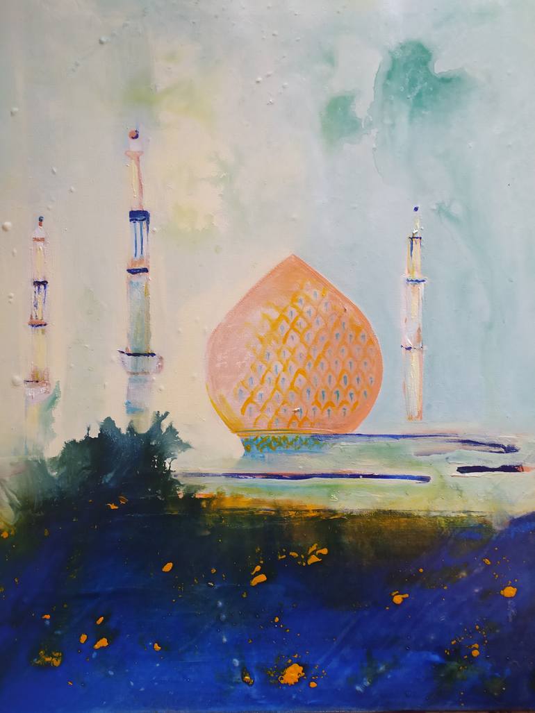 Kuwait International Airport Mosque Painting by Misbah Kanwal | Saatchi Art