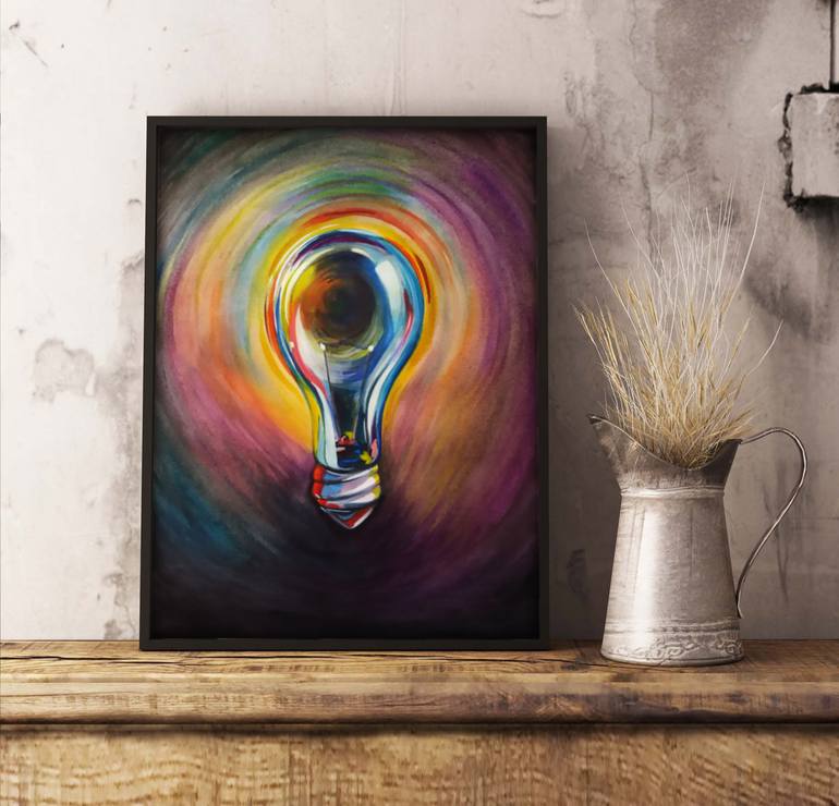 Light Bulb Painting by Nadin Dagbaeva | Saatchi Art