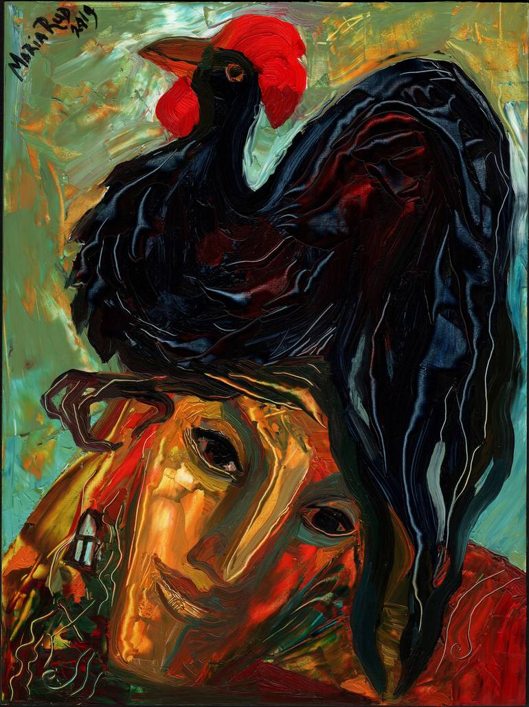 The Black Cockerel Painting by Maria Rud | Saatchi Art