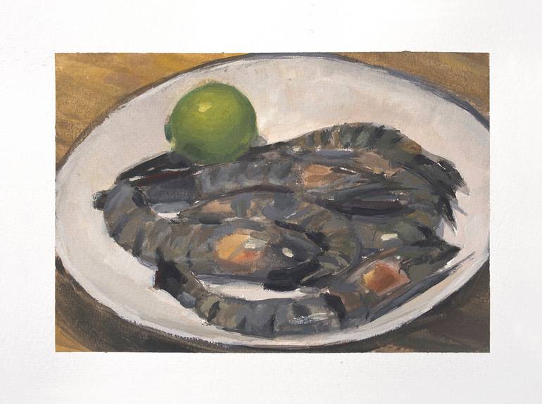 Still life with lime and shrimp Painting by Aleš Stepan | Saatchi Art