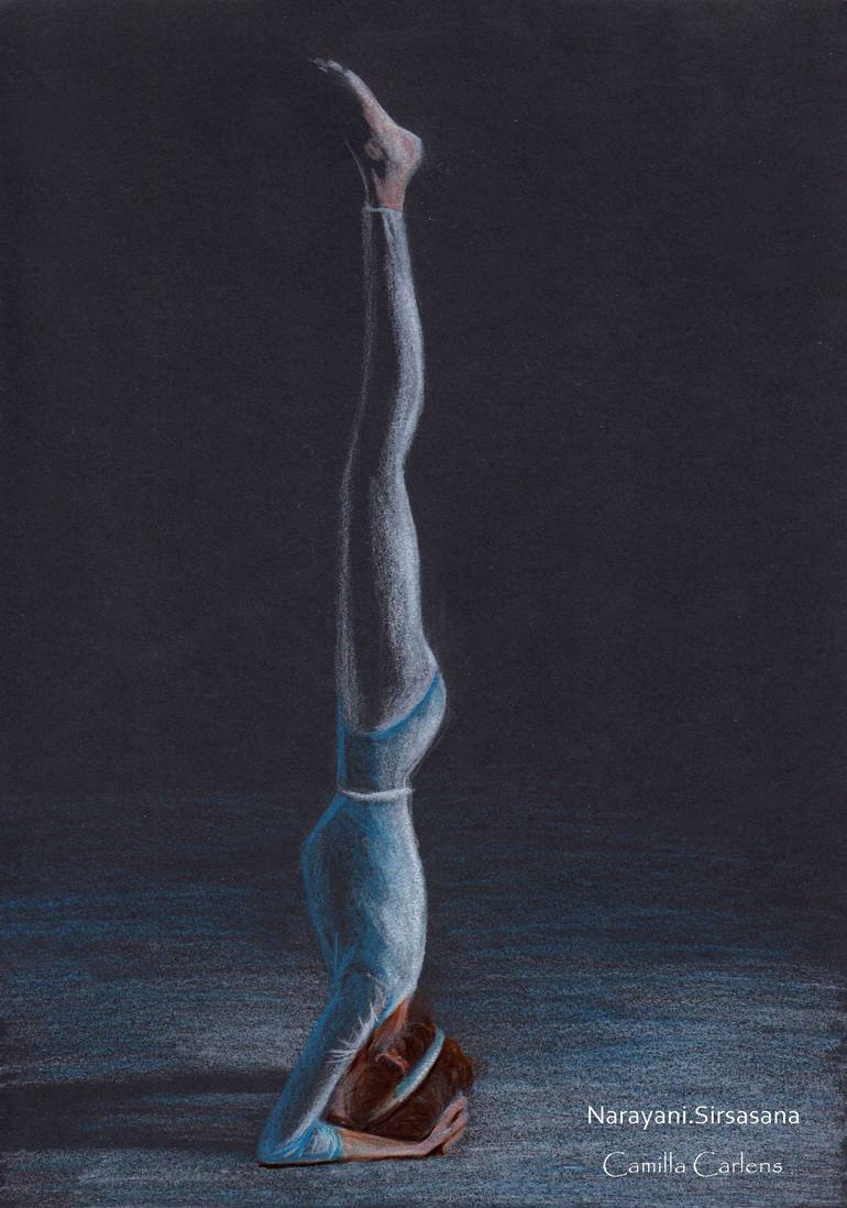 Narayani in Headstand.Sirsasana Drawing by Camilla Carlens | Saatchi Art