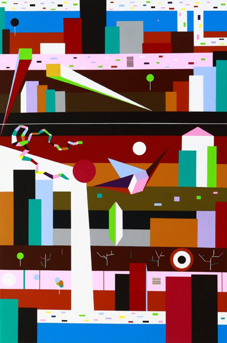 TOWERS AND AIRPLANES Painting by Mik Peter Rasmussen | Saatchi Art