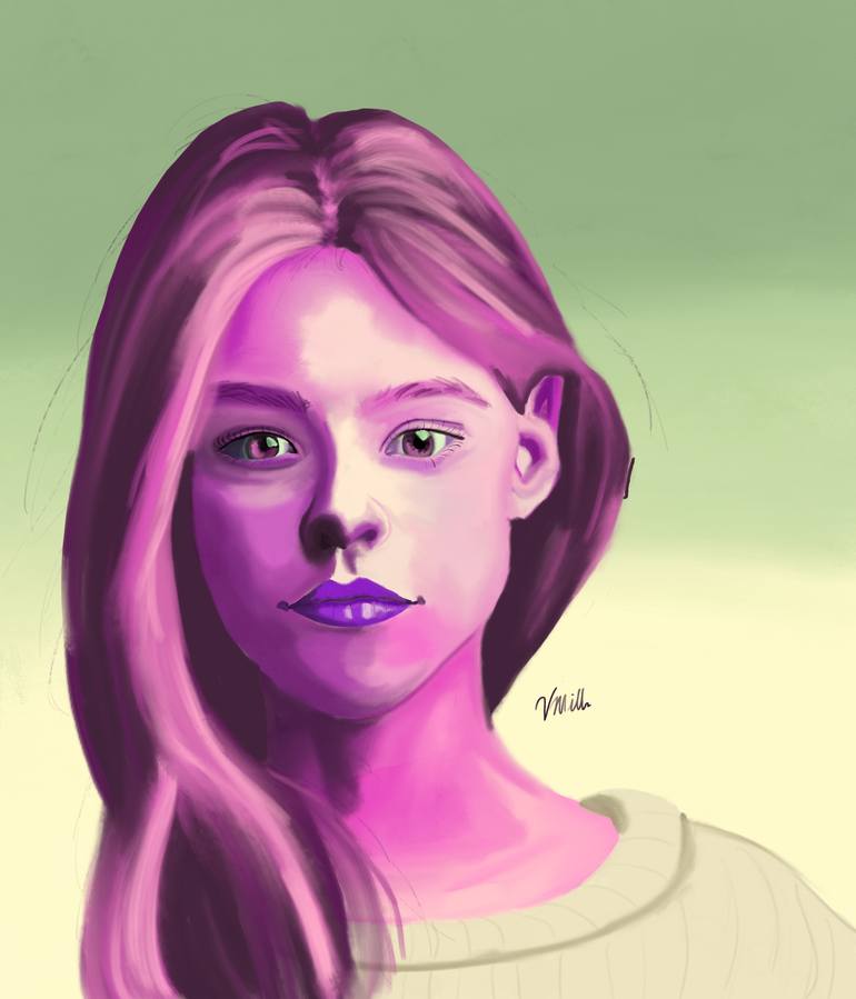 Purple girl Drawing by Veronica Mills | Saatchi Art
