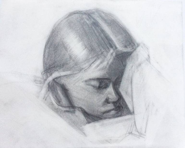 Sleeping girl Drawing by Elena Nikolaeva | Saatchi Art