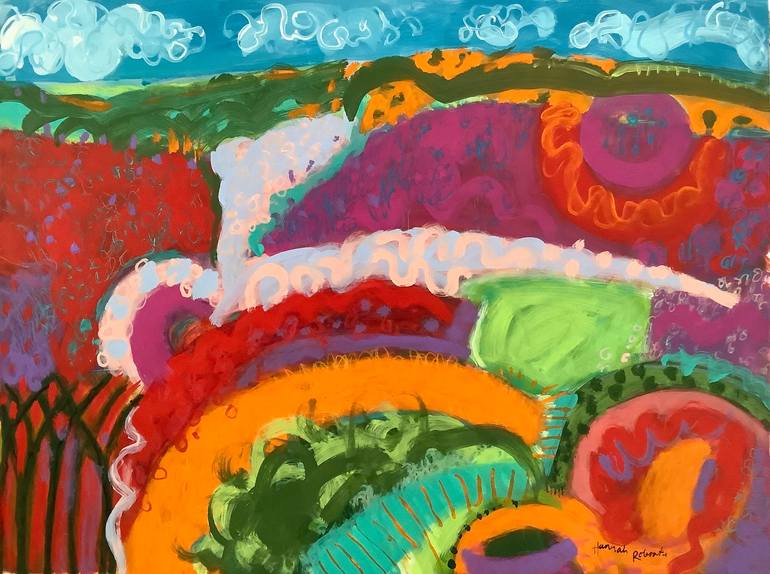 View from the hill Painting by Hannah Roberts | Saatchi Art