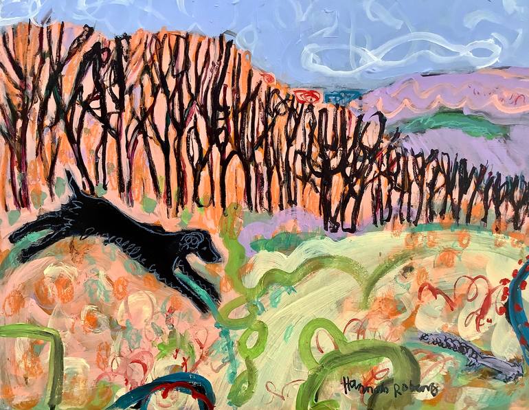 Dog and squirrel Painting by Hannah Roberts | Saatchi Art