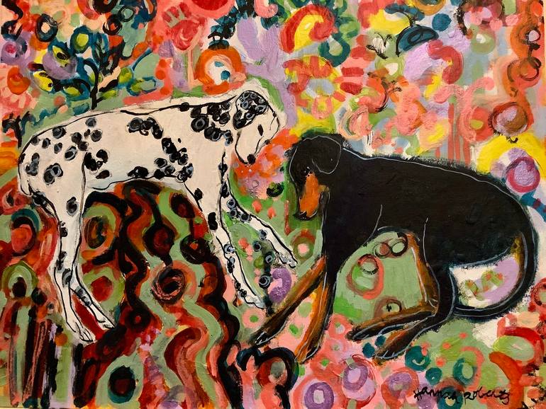 Dogs in the painting Painting by Hannah Roberts | Saatchi Art