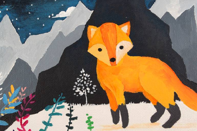 Fox Moon Painting by Christian Baloga | Saatchi Art