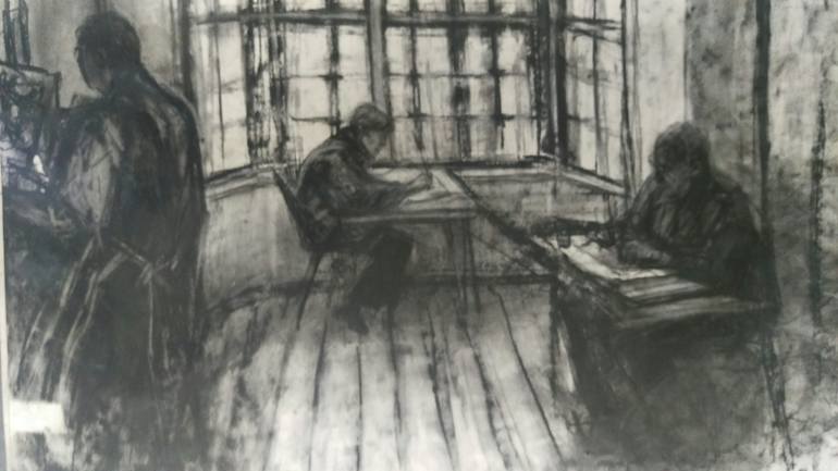 in the studio Drawing by Sally Hyman | Saatchi Art