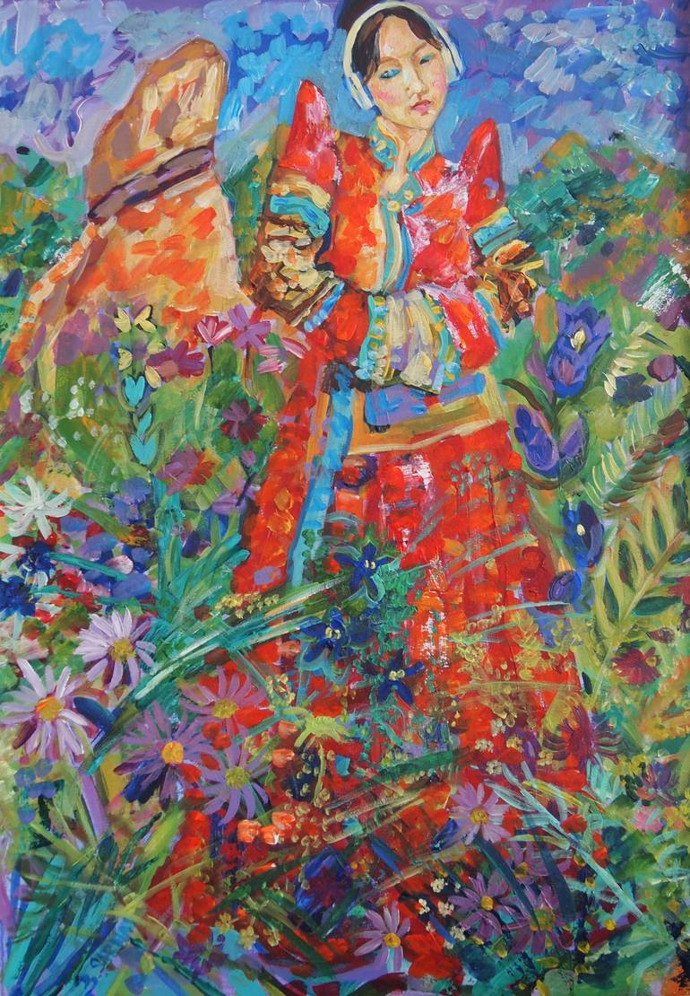 Modern Mongolian Girl Painting by Sarnai Bold | Saatchi Art