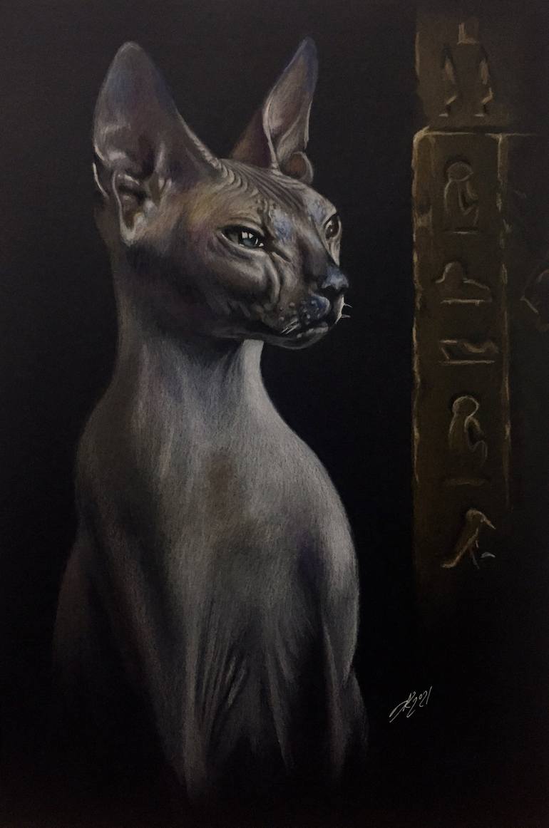 Bastet Drawing by Evgen Karpenko | Saatchi Art
