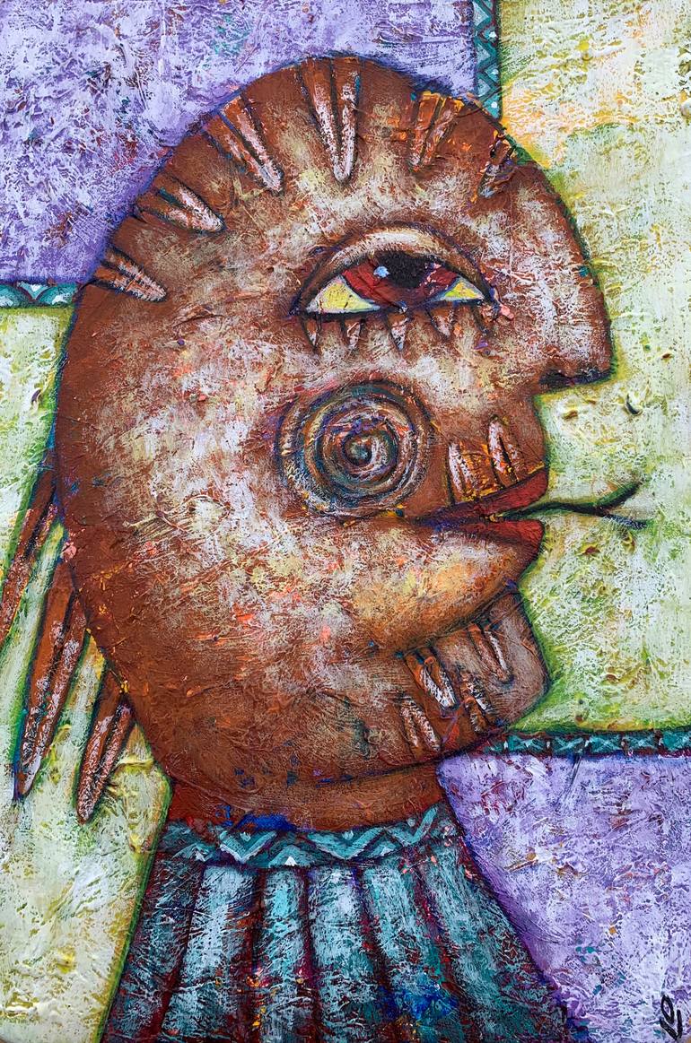 OUTLANDER - acrylic painting on wood alien room decor original gift ...