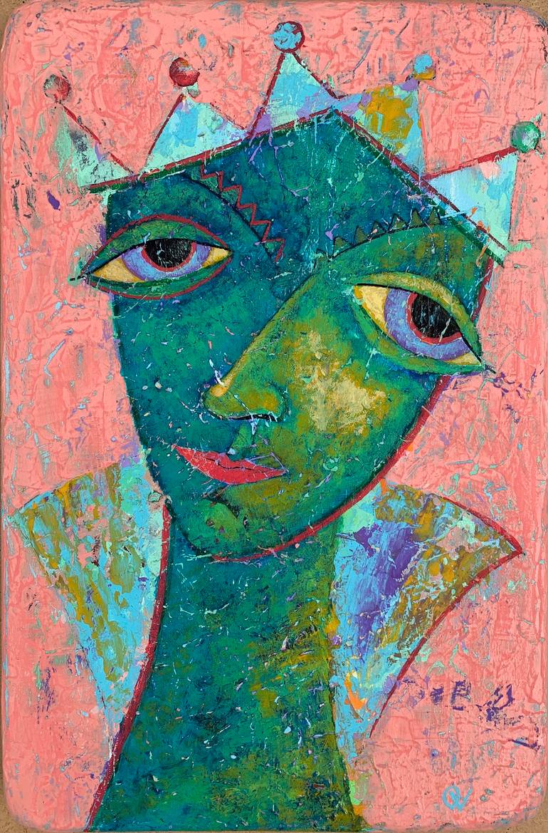 SAD PRINCE - naive acrylic art on wood interior home decor naive prince ...