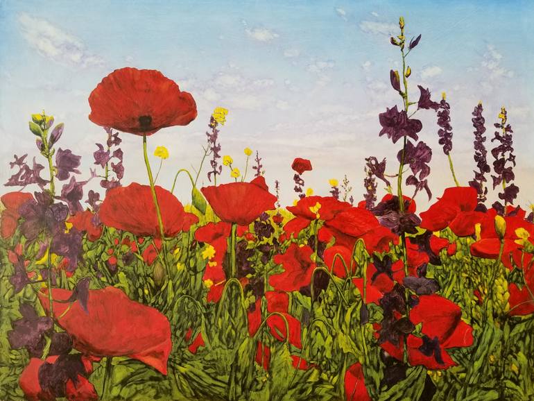 Poppies and Wildflowers Painting by Steven Brock | Saatchi Art