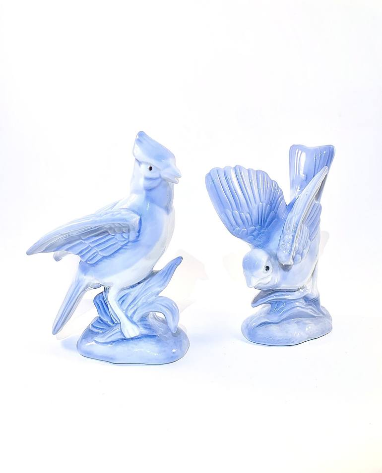 Blue Bird and Blue Jay Sculpture by Tyler Parrish | Saatchi Art
