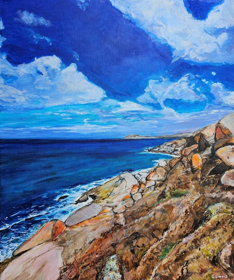Bluff view from Granite Island Painting by Christine Davis | Saatchi Art